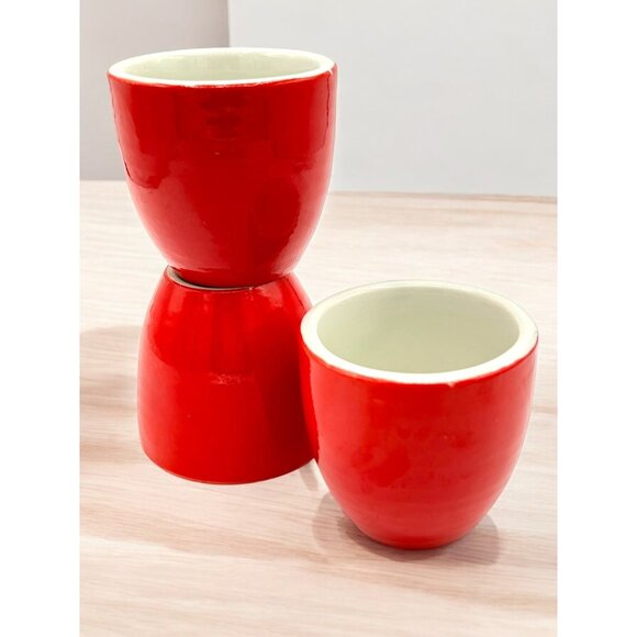 Vintage | Dining | Vintage Hall Pottery Red Stoneware Custard Cups ...